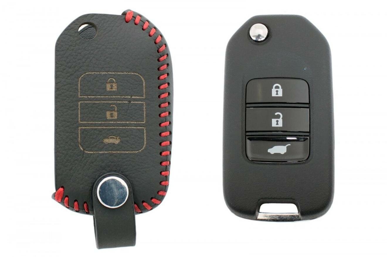 Чехол BGT для автомобильного ключа Honda (Хонда), кожа, влагозащитный, ударопрочный, красный