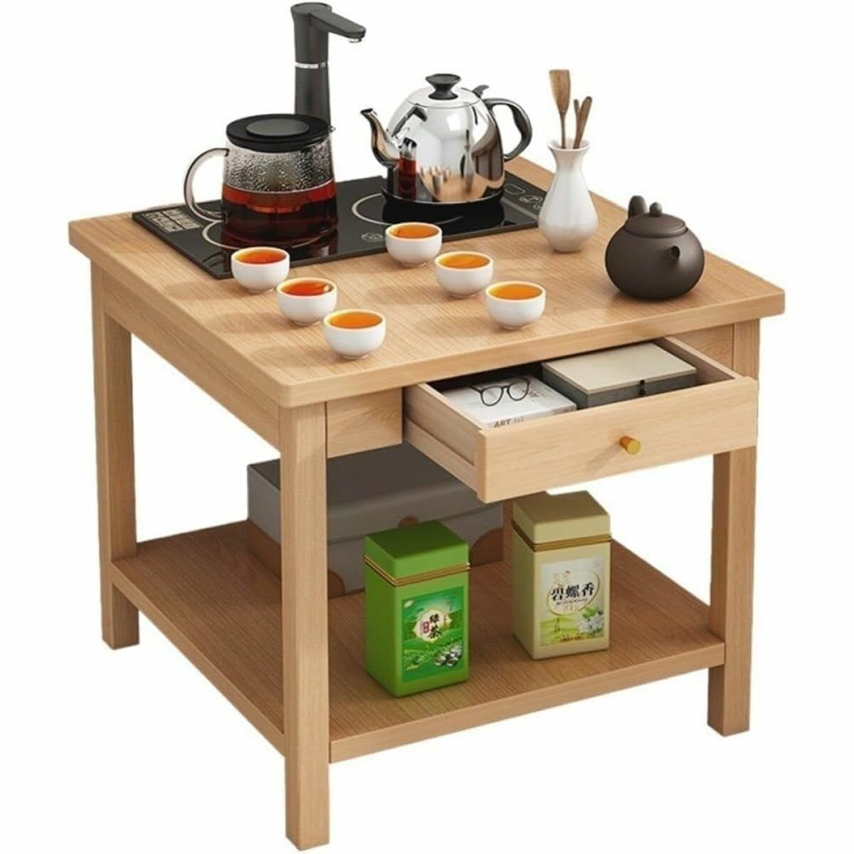 Деревянный квадратный приставной столик