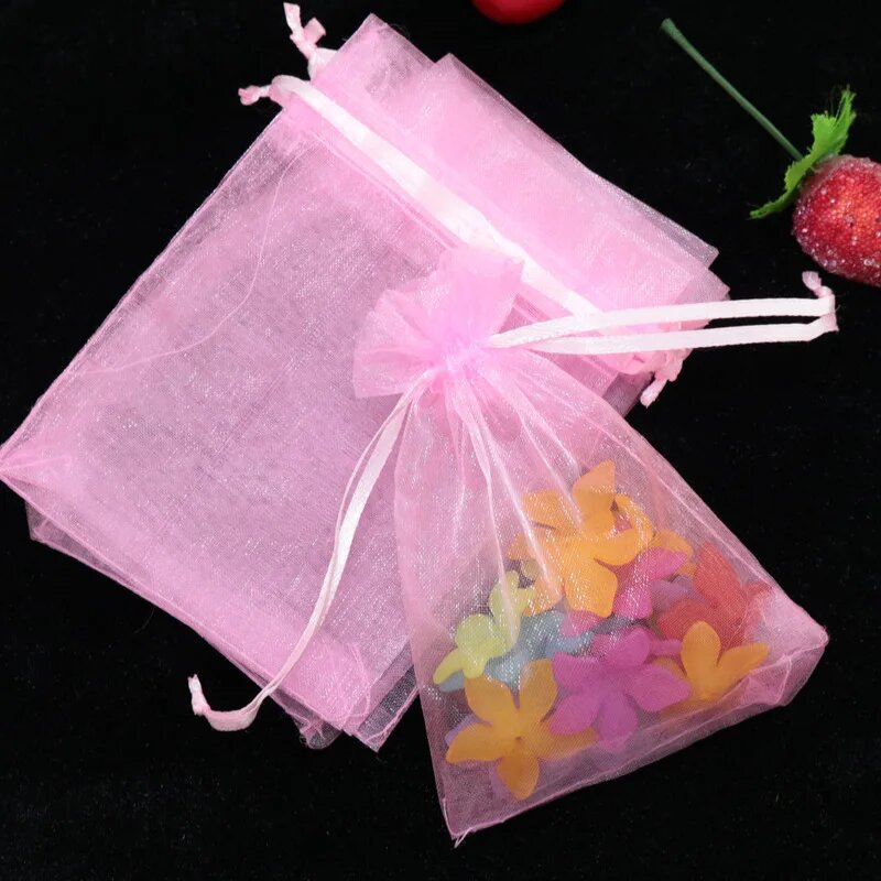 Набор из 10 подарочных сумок из органзы merylover Розовый, pink, 13x18cm organza