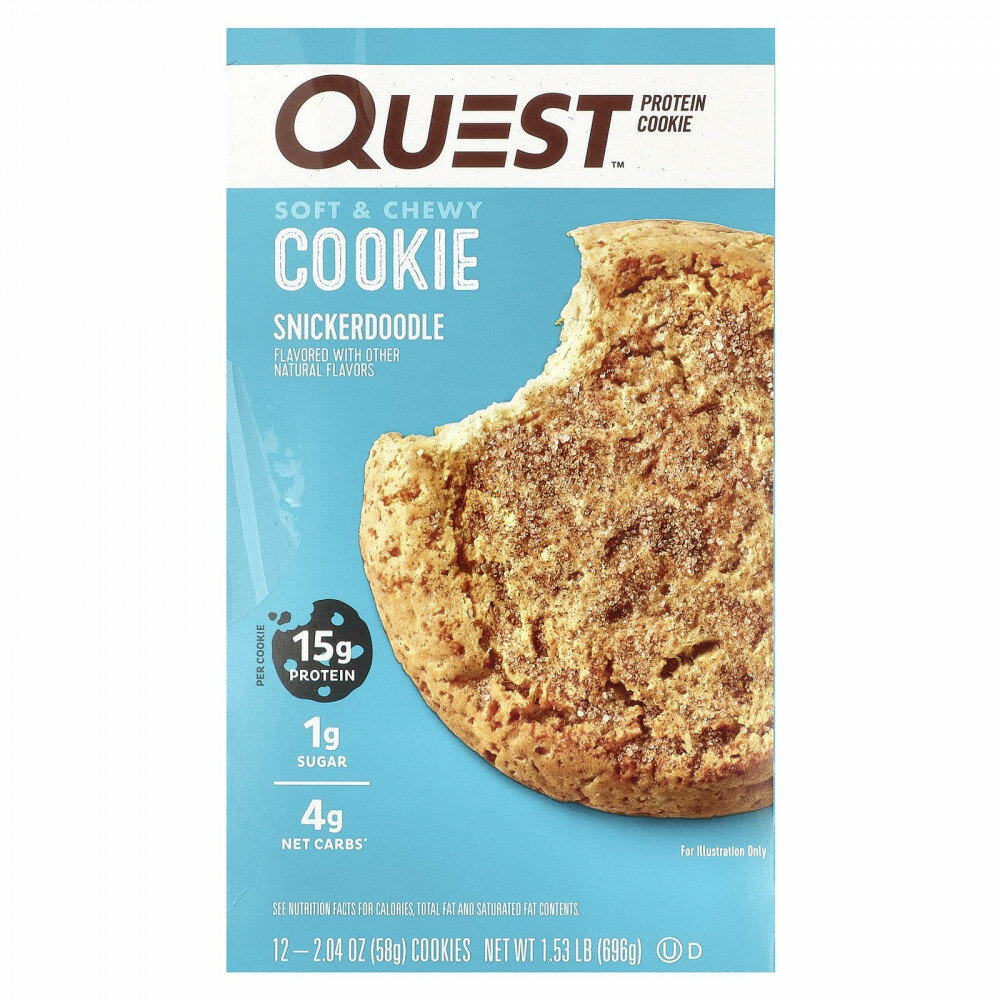 Quest Nutrition, протеиновое печенье, со вкусом печенья сникердудл, 12 шт по 58 г (2,04 унции)