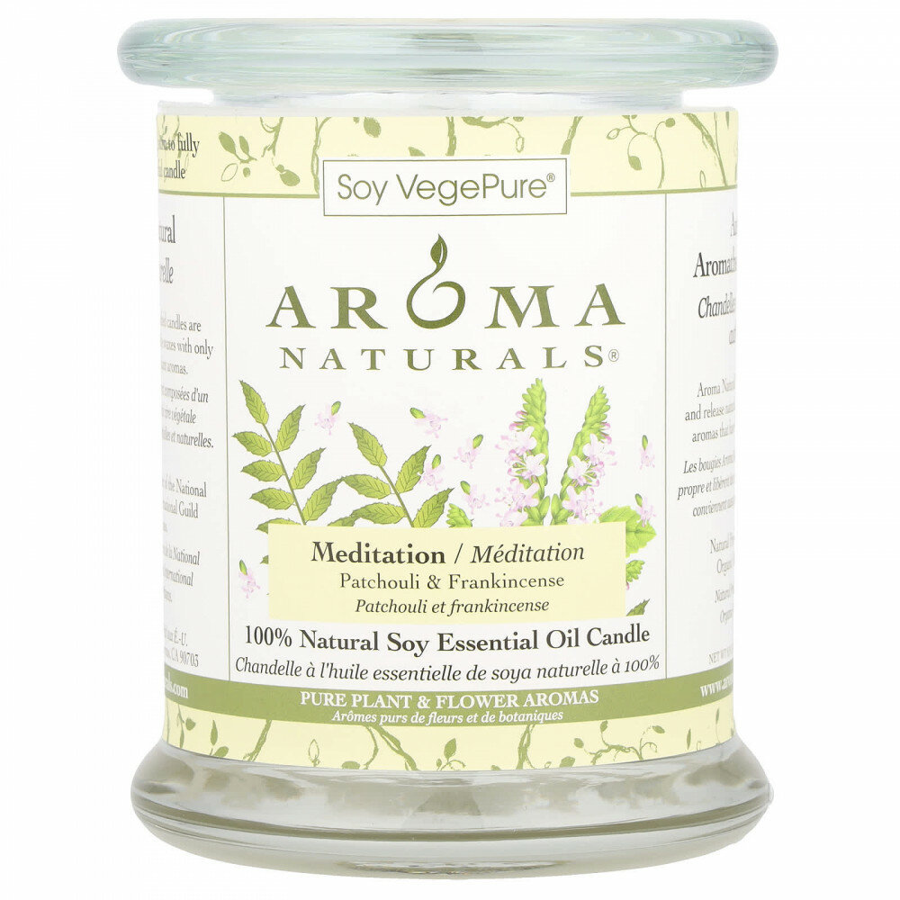 Aroma Naturals, Soy VegePure®, соевая свеча среднего размера, пачули и ладан, 260 г (8,8 унции)