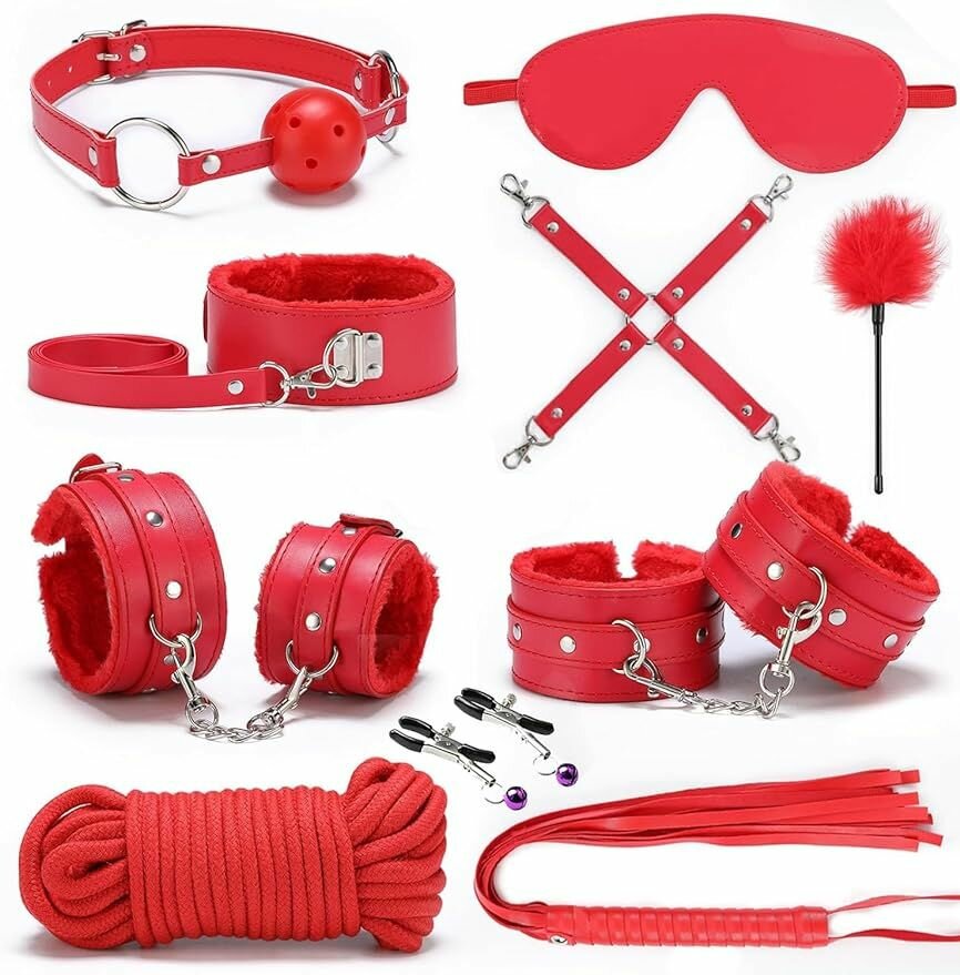 БДСМ набор 10 в 1, секс игрушки для мужчин, для женщин, для двоих. Наручники для ролевых игр