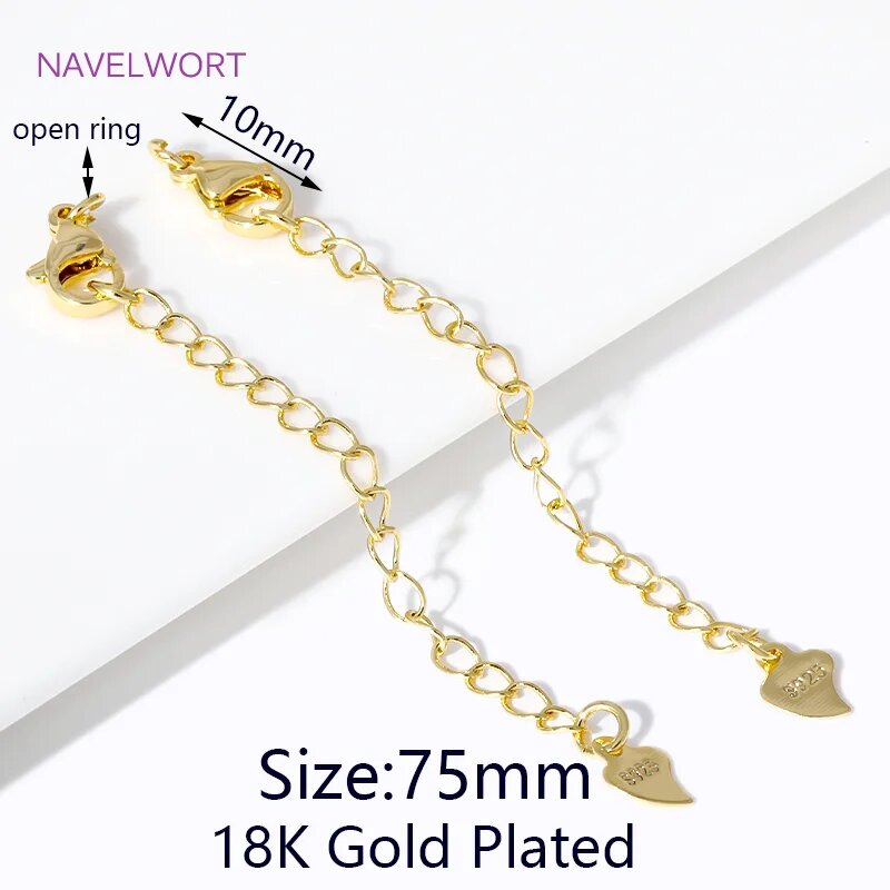 Цепочка-удлинитель NAVELWORT 18K Gold Plated, 75mm, 5 шт.