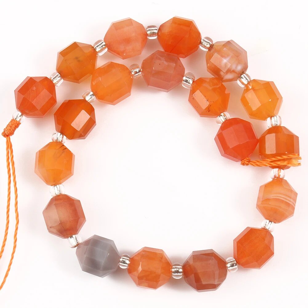Граненая бусина из лазурита, морганита, агата и кварца от Оранжевый, 7.5inches, Red Persian Agate