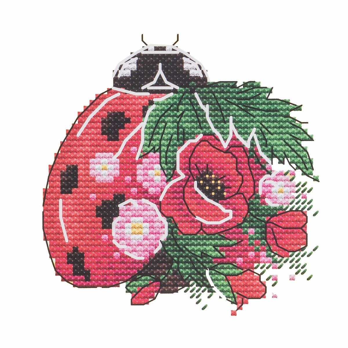 Набор для вышивания крестом на одежде 'Цветочная божья коровка' 9*9 см, МП Студия, В-1033