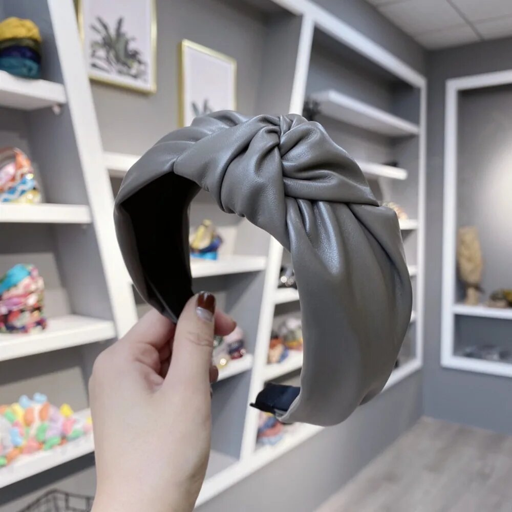 Ретро обруч из искусственной кожи Серый, grey