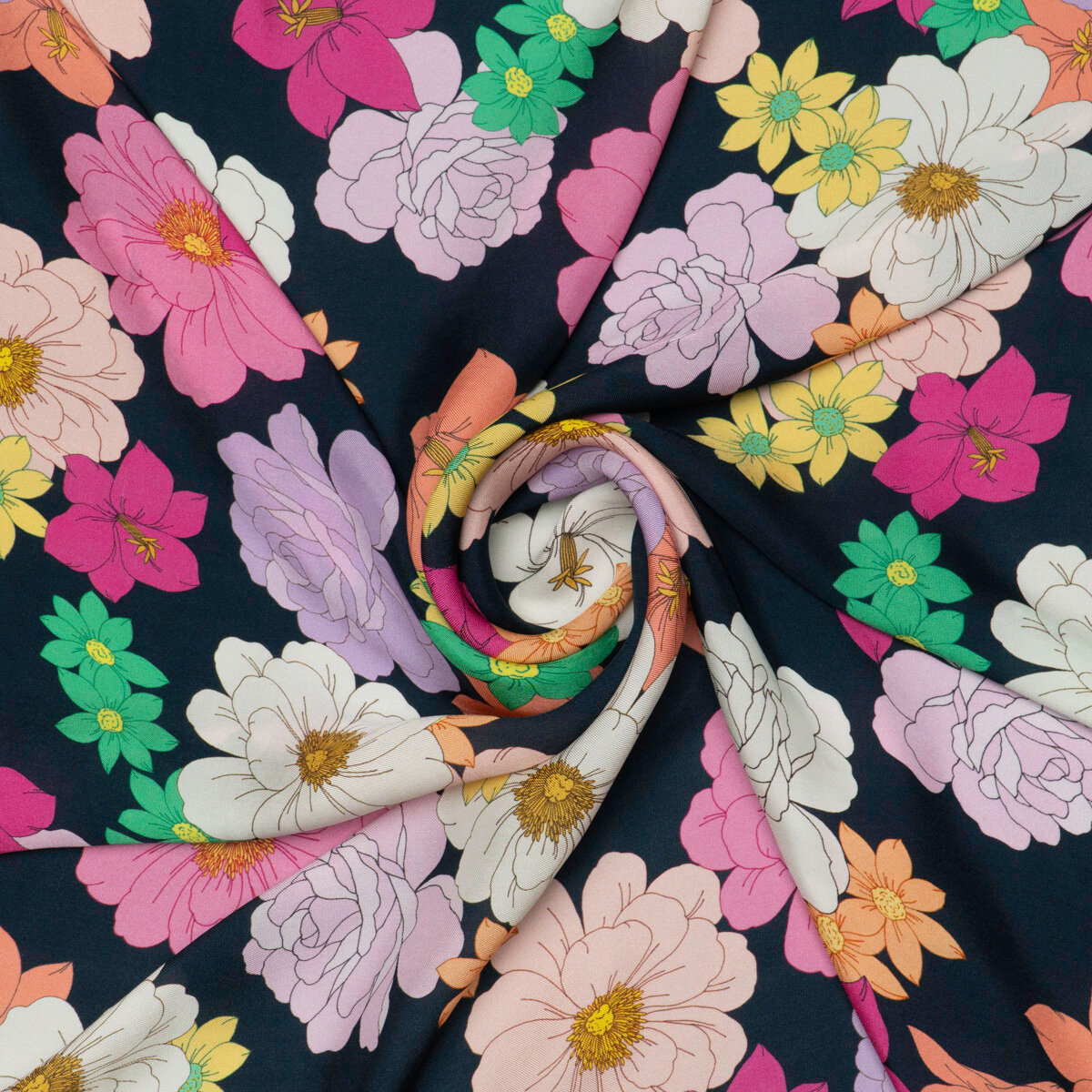 Ткань для шитья Ткани-100, вискоза, хлопок, цветочный принт, 97%/3%, 1.5x1 м