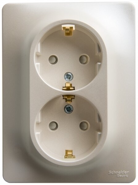 Systeme Electric Glossa Перламутр Розетка 2-ая с заземлением со шторками, 16А (в сборе) GSL000626 (3шт.)