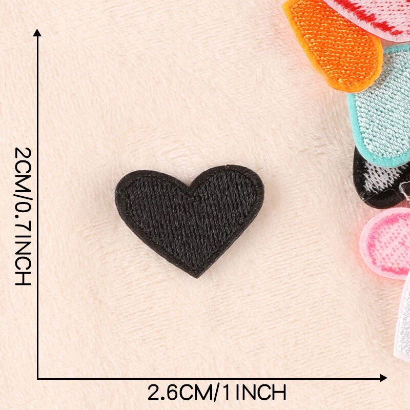 Нашивки сердечки вышитые 20 шт розовый красный синий черный Черный, Y162320s-20pcs