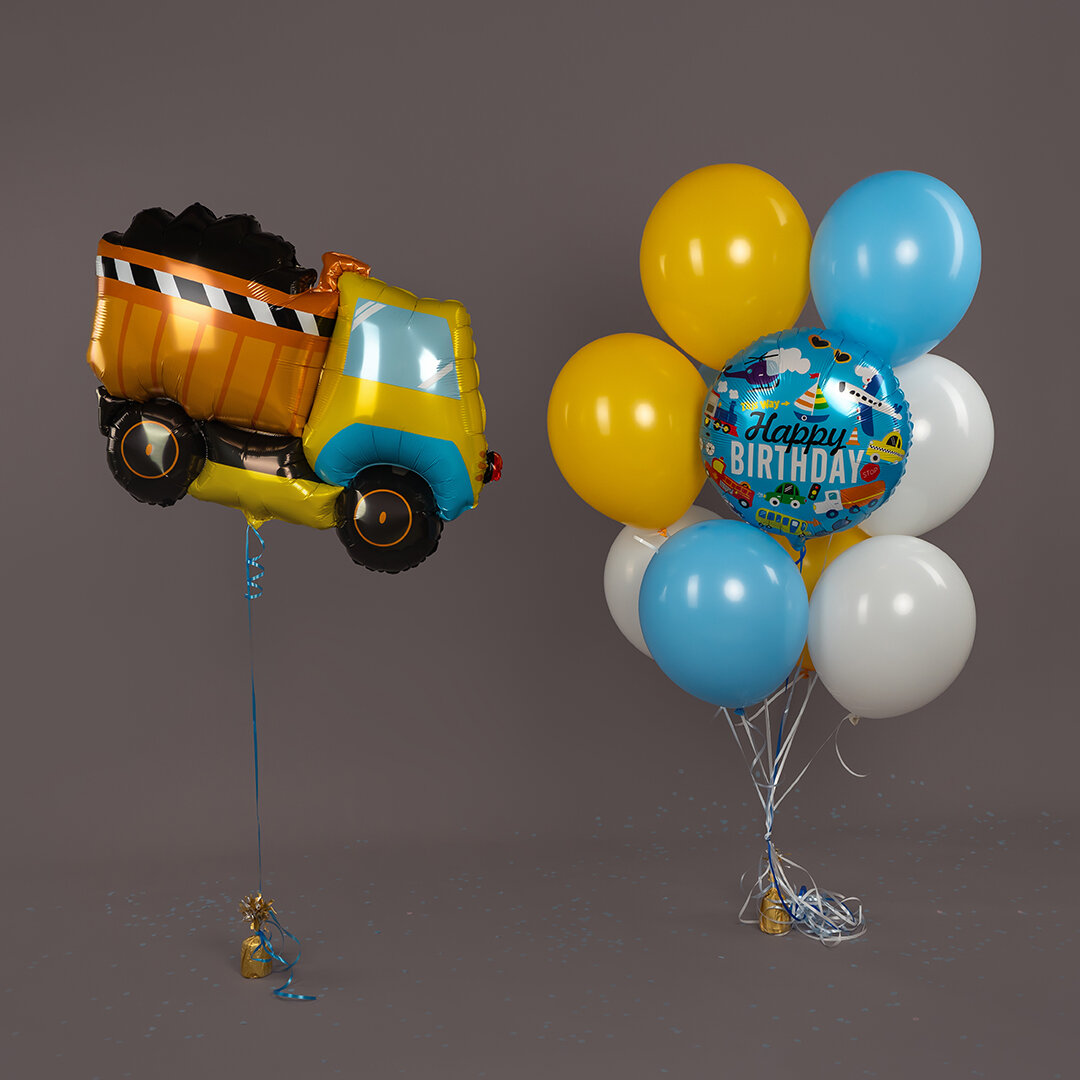 Композиция из воздушных шаров с гелием Самосвал