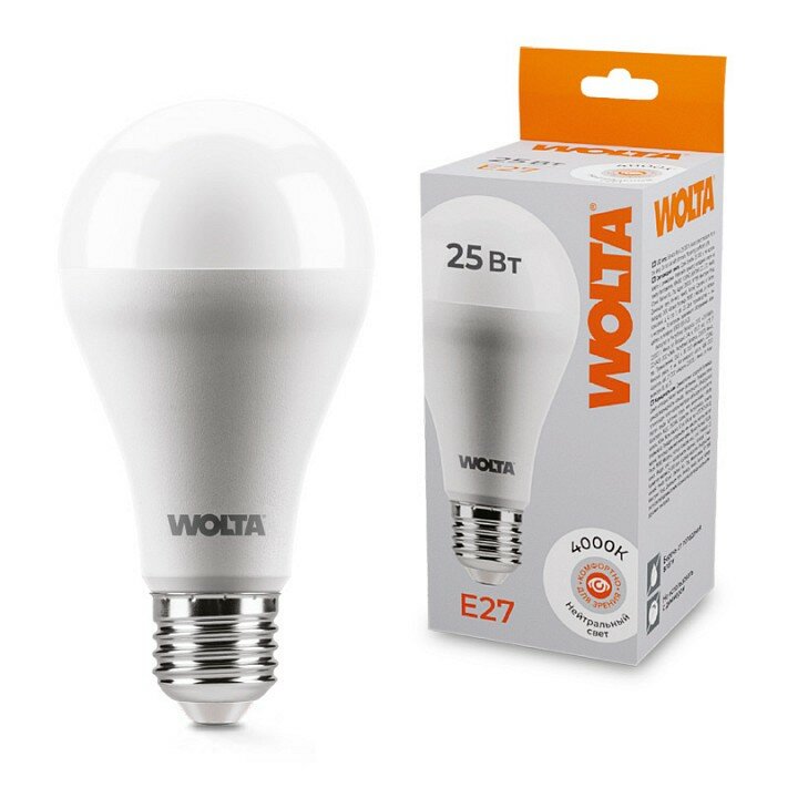 Лампа светодиодная Wolta E27 25Вт 4000K 25S67BL25E27