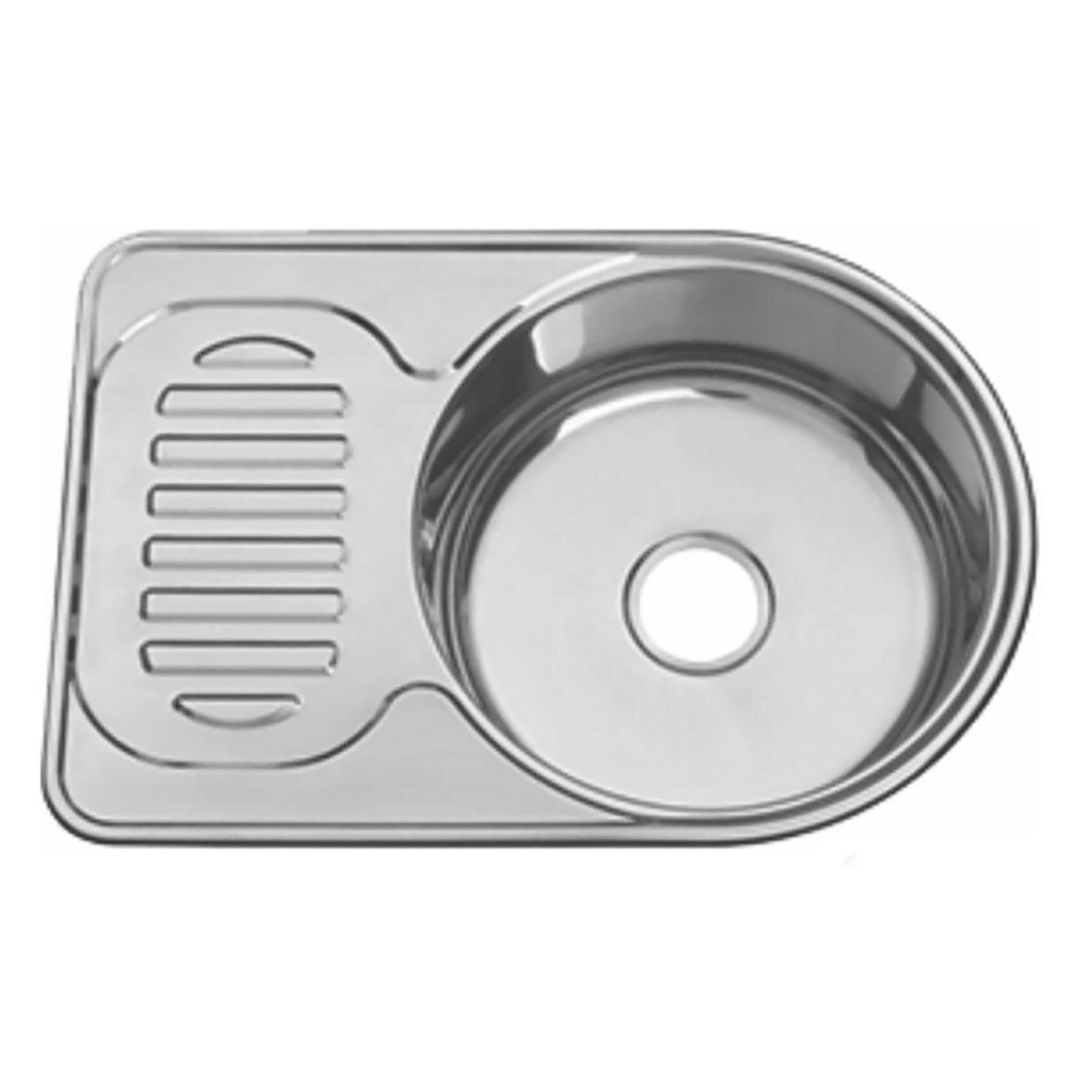 Мойка кухонная из нержавеющей стали врезная 67х45 см. SINKLIGHT 6745 ECO R 0.8/180 1P полированная