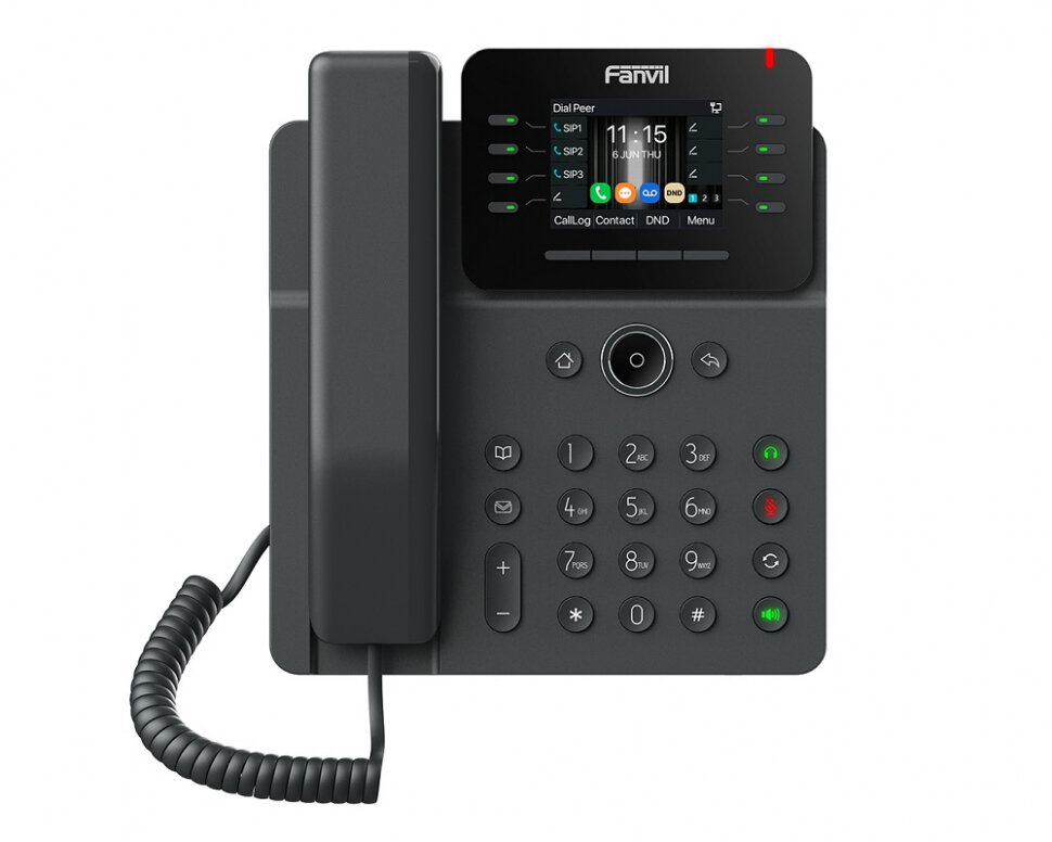 SIP телефон Fanvil V62W, 12 SIP-линий, 2.8" цветной экран, Gigabit Ethernet, Wi-Fi, Bluetooth 5.4, PoE, блок питания