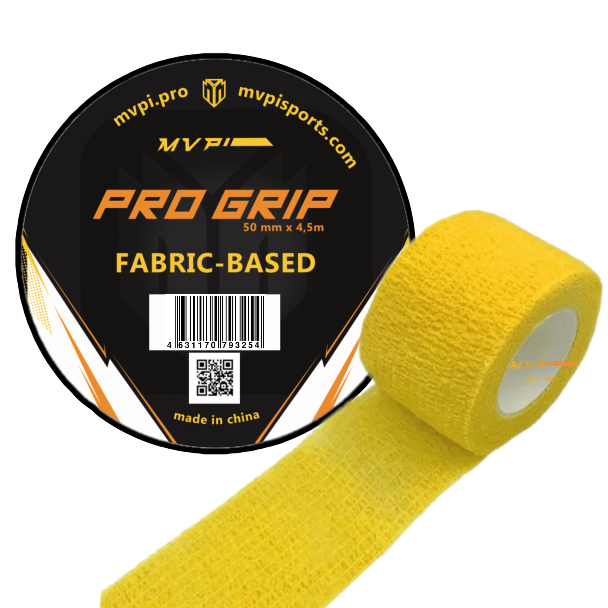 Лента для хоккейной клюшки MVP, ширина 50 мм x 4,5 м, желтый