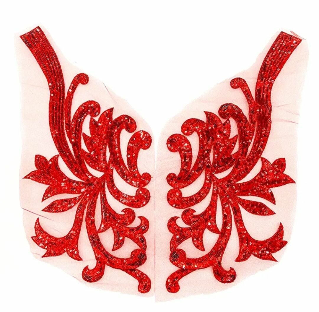 Декор для одежды пришивной серебро пайетки сетка 2 - 45*26-2 шт