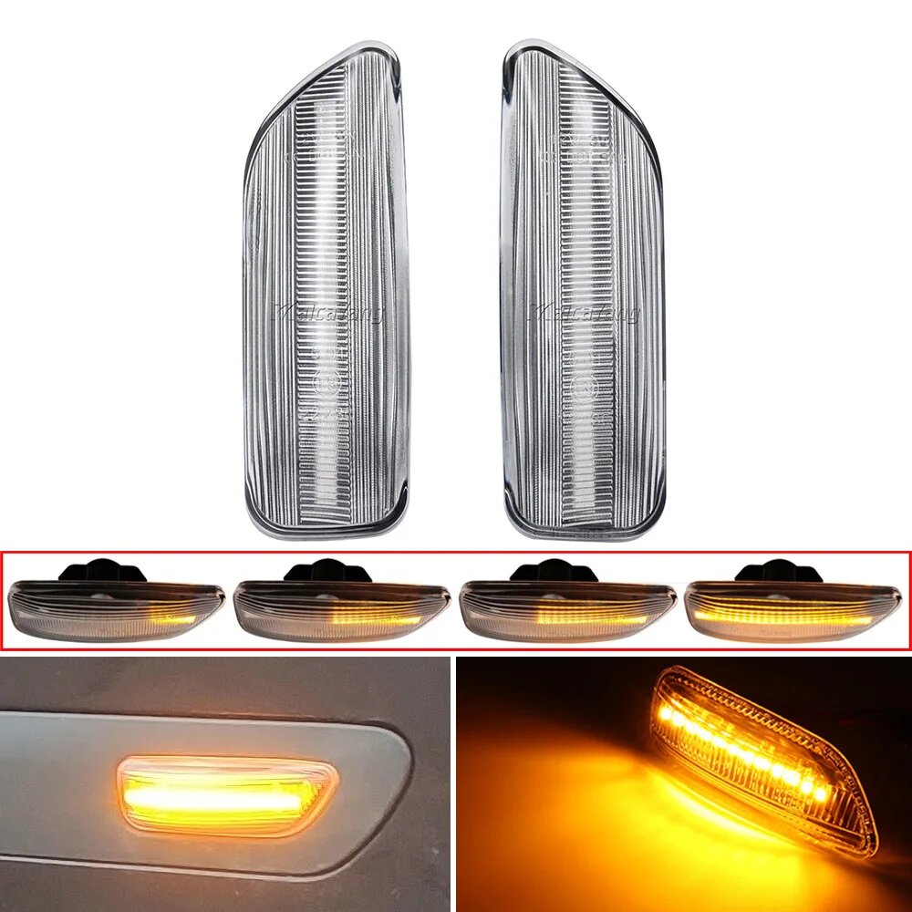 2 шт. светодиодный динамический боковой габаритный фонарь для Volvo V70 S60 S80 XC70 Dynamic Crystal