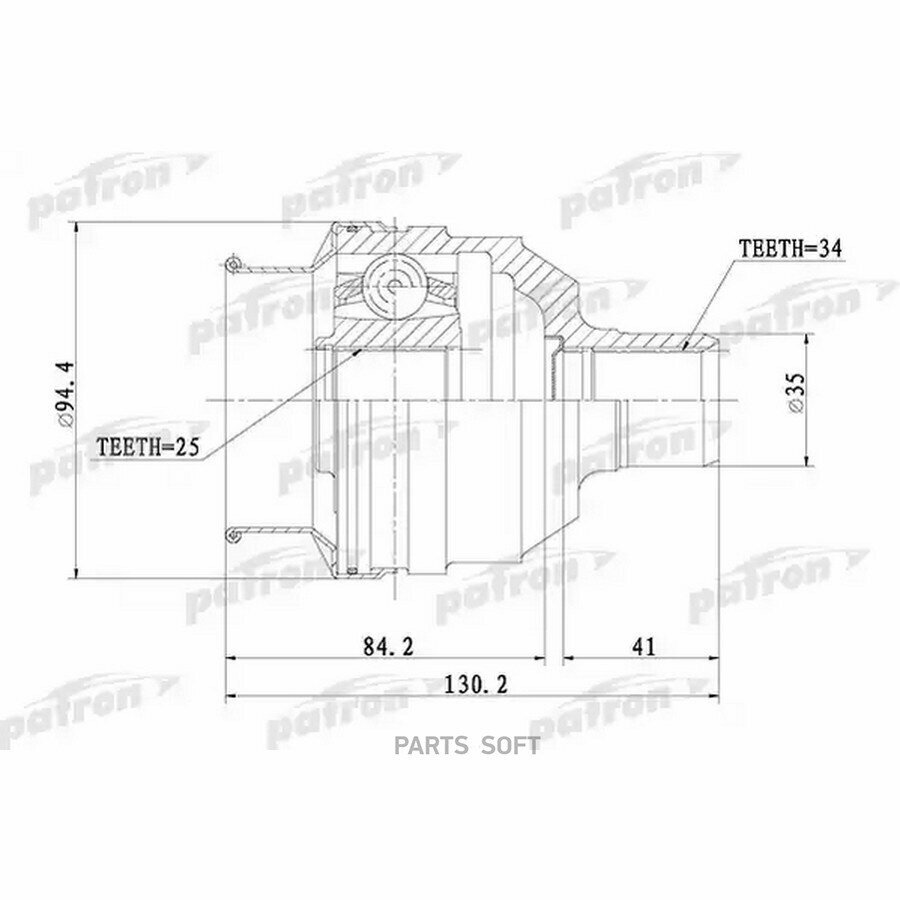 ШРУС внутренний 25x35x34 OPEL: CALIBRA A 90-97, VECTRA A 89-95, VECTRA A хечбэк 89-95, SAAB: 900 II 93-98, 900 II кабрио 93-98, 900 II купе 93-98 PATRON PCV1072 | цена за 1 шт