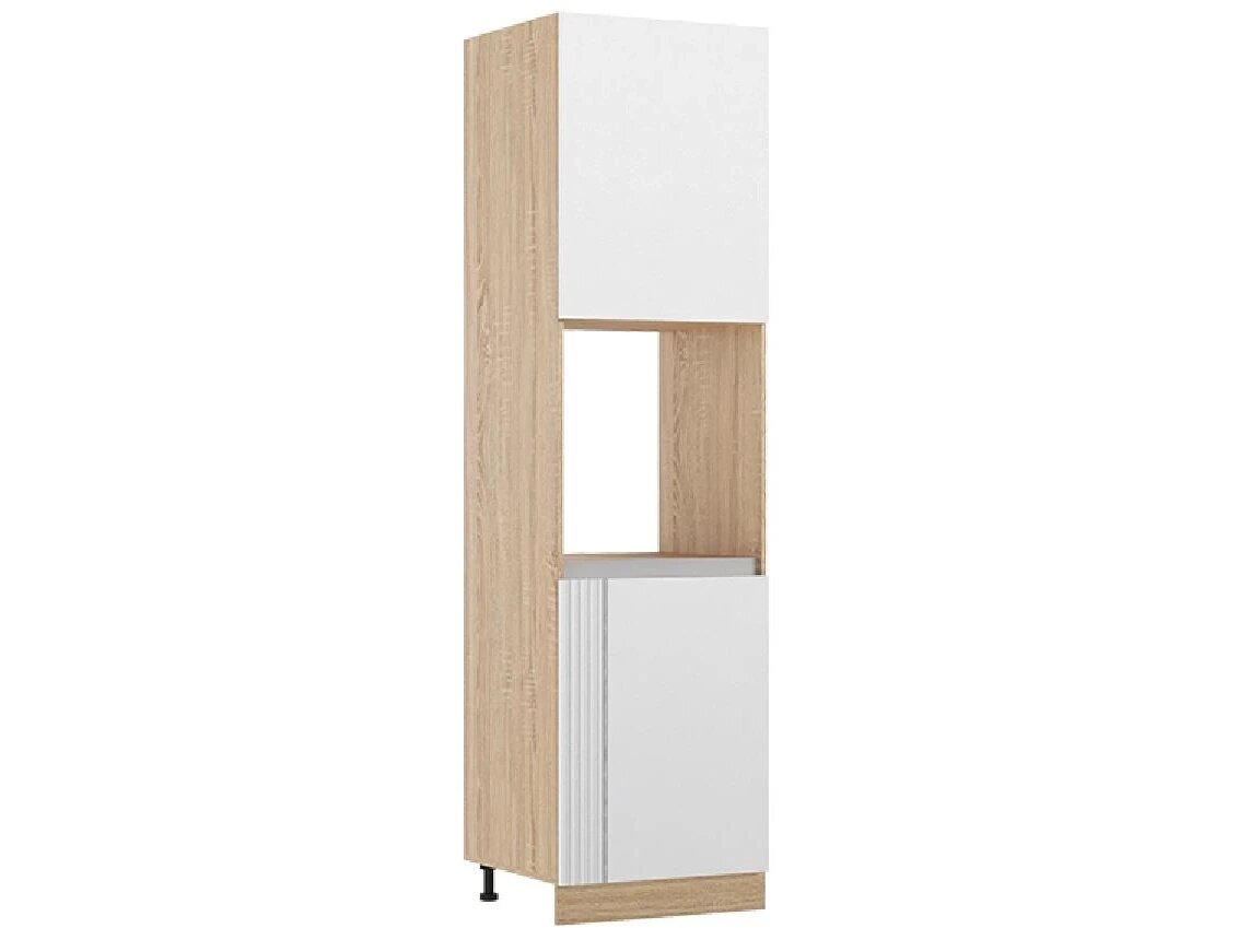 Пенал для кухни с фасадом МДФ для встраиваемой бытовой техники Пластер Бьянко/Сонома