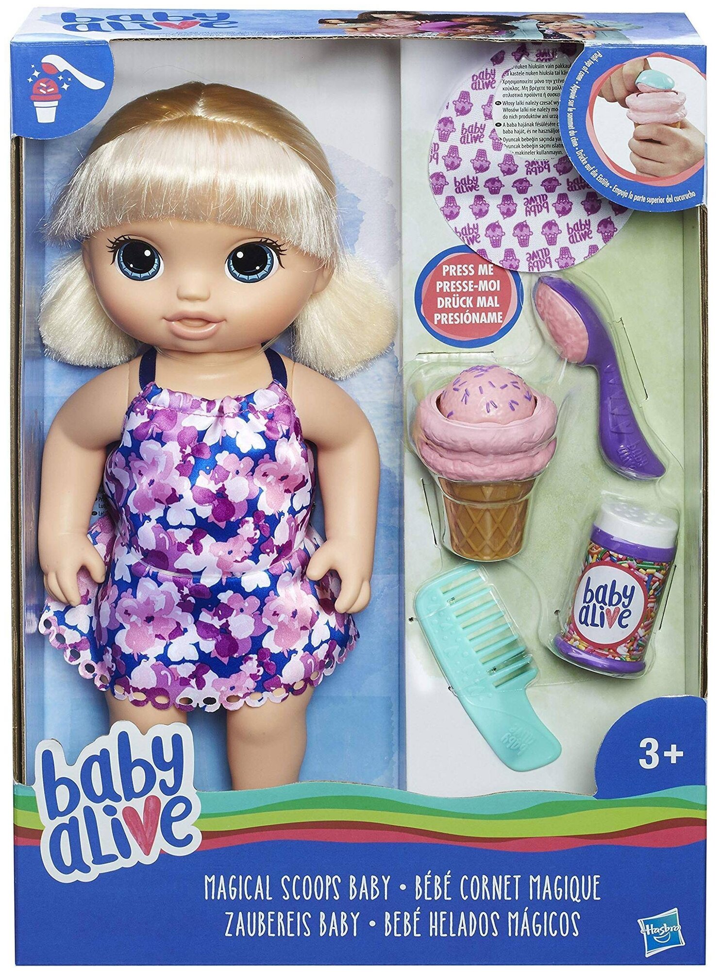 Кукла Hasbro Baby Alive Малышка с мороженым, 31 см, C1090 лиловый