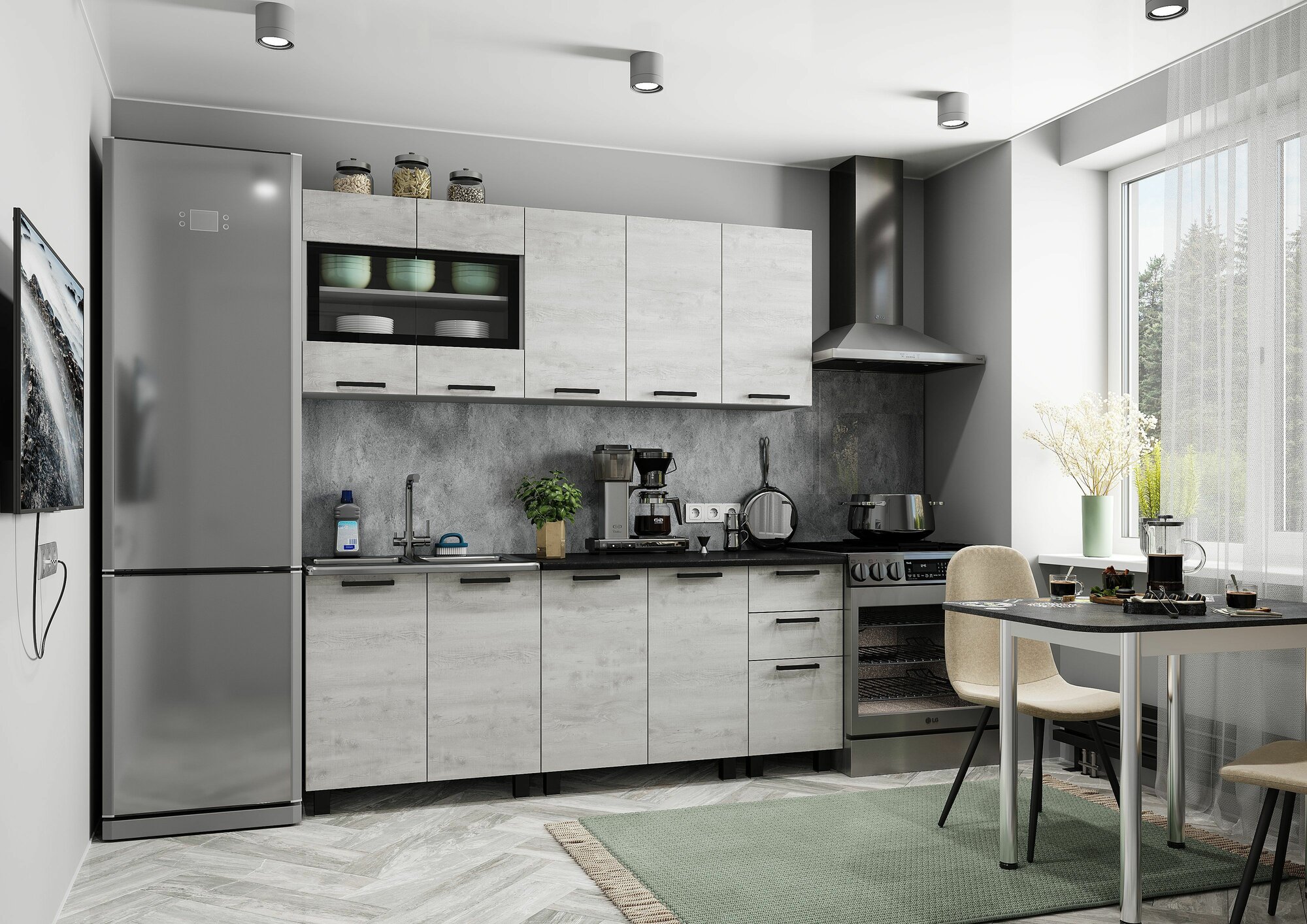 Кухня "Сканди" 2,0 м №1 Комплектация №1 (БТС)