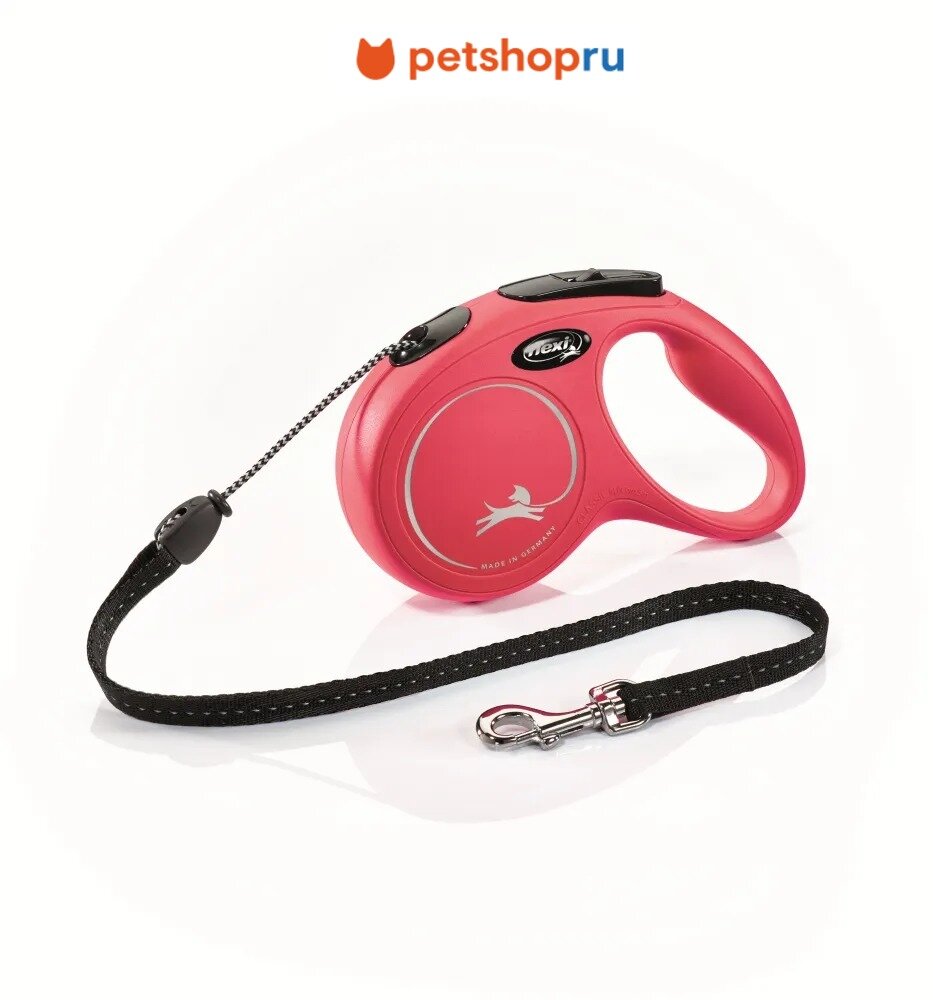 Flexi Рулетка-трос для собак до 12кг, 5м, красная (New Classic S cord red)