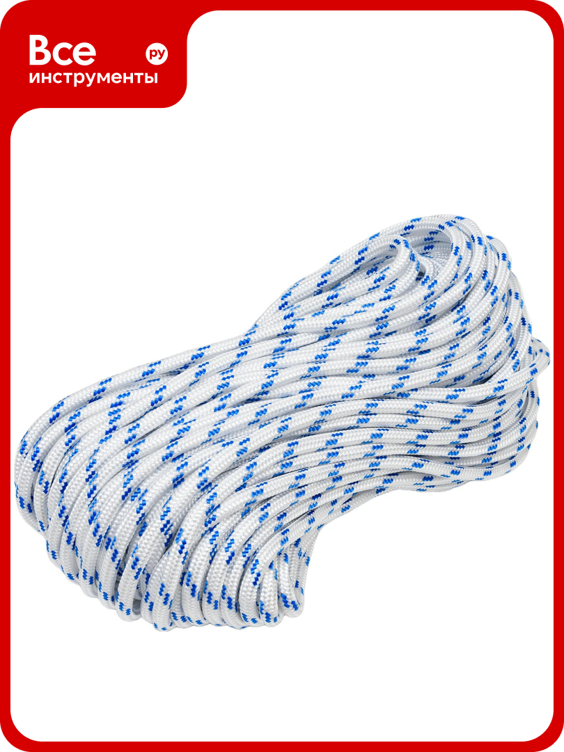 Фал RECORD плетеный, с/с, ПП, 16 пр, d=10 мм, 50 м, крап, моток 4680253050692, 10 мм, прочная плетеная конструкция