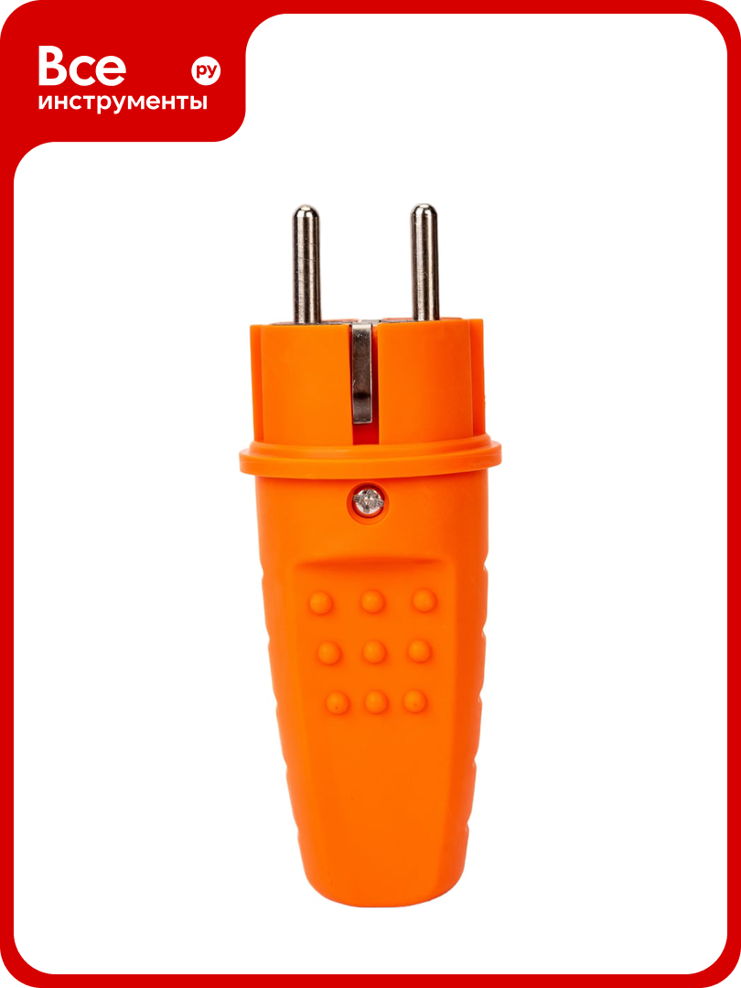 Прямая вилка UNIVersal c заземлением каучук 16А 250В IP44 цвет оранжевый (еврослот) 3031