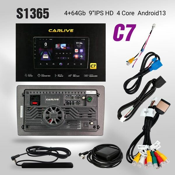 Автомагнитола с bluetooth 2 din Carlive C7 (Android 13, 9 дюйм, IPS, 4+64GB, 4G sim, 4 ядер) / Магнитола для авто с блютуз