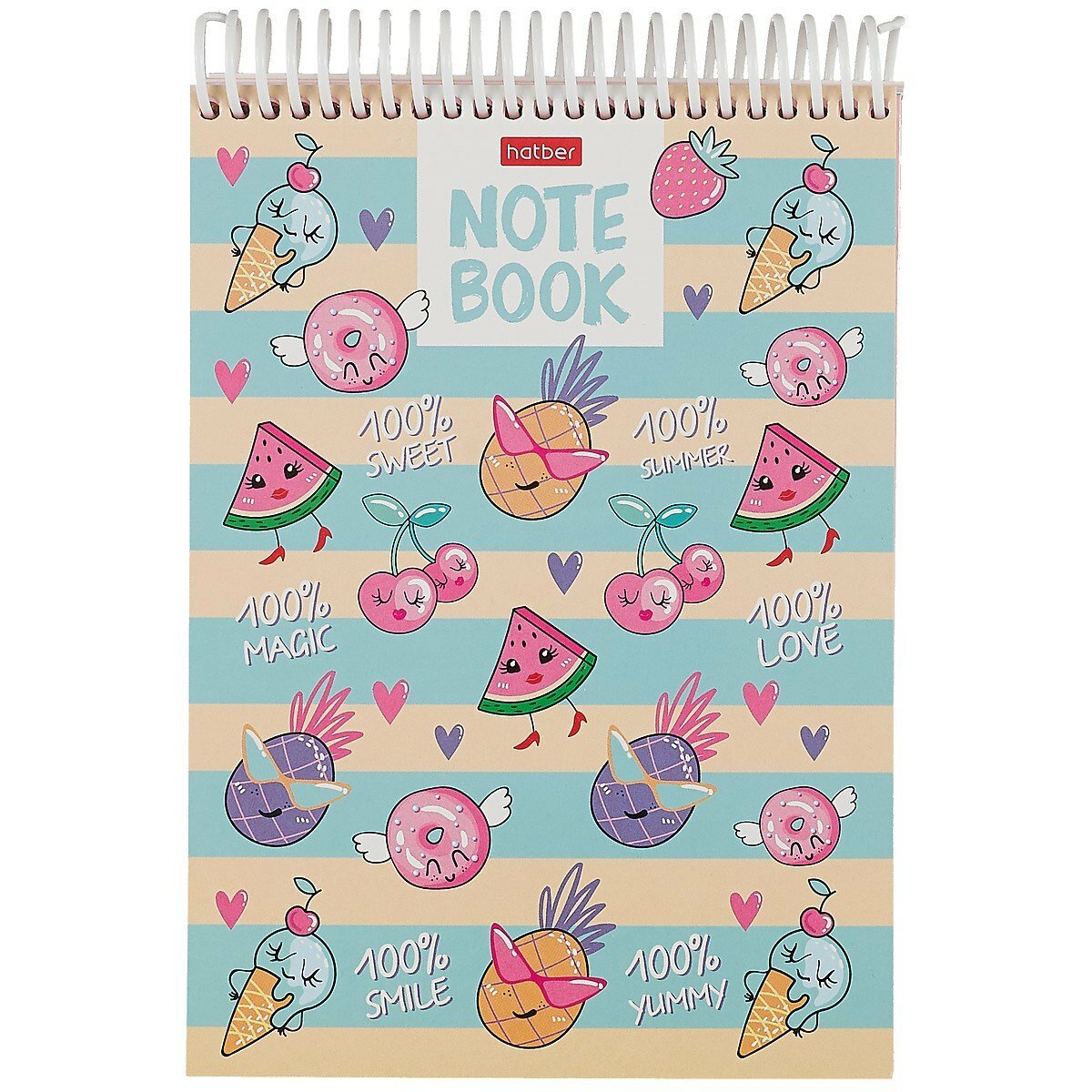 Блокнот А5 160л нелин. "Фруктис" трехцв. тонир. блок, пласт. спираль, мел. картон, УФ-лак