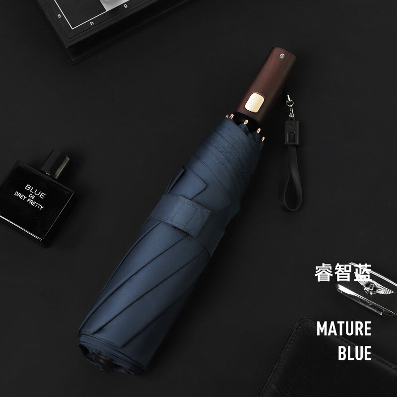 Зонт, электрический, складной, wood grain wisdom, blue