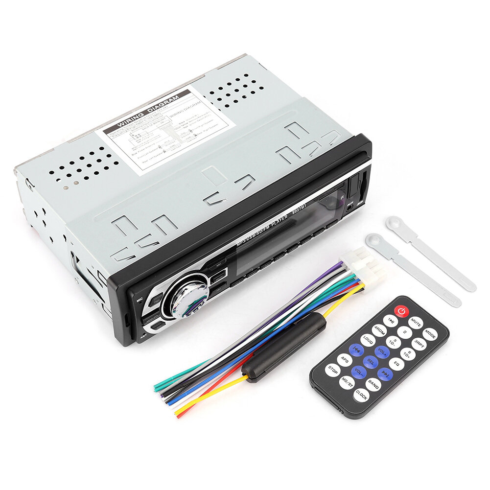 DC 12V автомобильная стереосистема, радио, аудио MP3 плеер, FM, USB, AUX, встраиваемая магнитола, проигрыватель, пульт дистанционного управления.