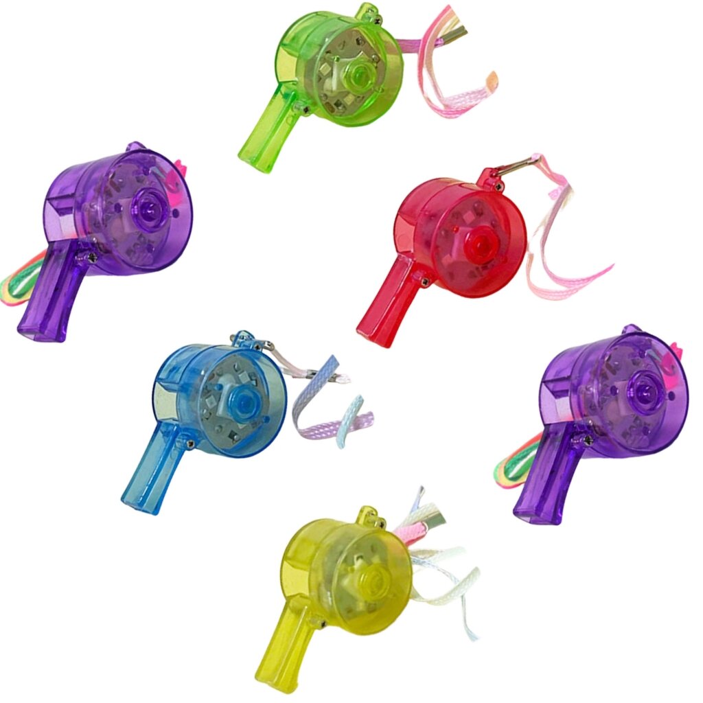 Упаковка из 6 Светящихся в темноте Красочных светодиодных Свистков Разного Цвета для Вечеринок Спортивных мероприятий Аплодисментов