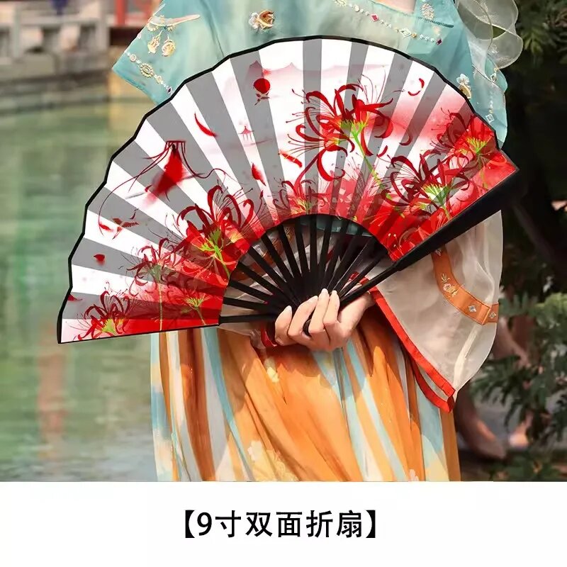 Декоративный складной веер из бамбука и дерева 7