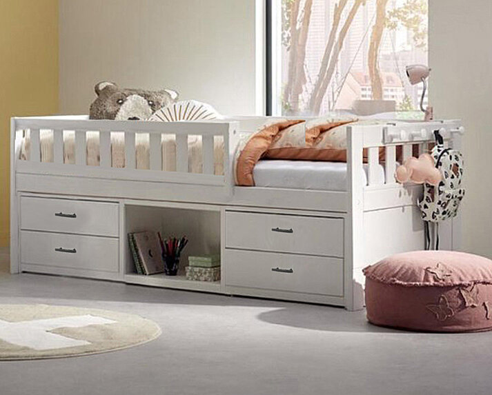 Кровать детская ассоль №2+комод 80Х160 белая