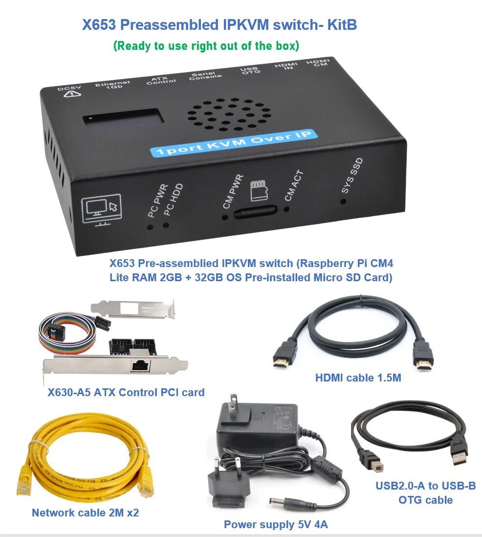 SupTronics Raspberry Pi CM4 переключатель IPKVM KVM через IP PIKVM X653