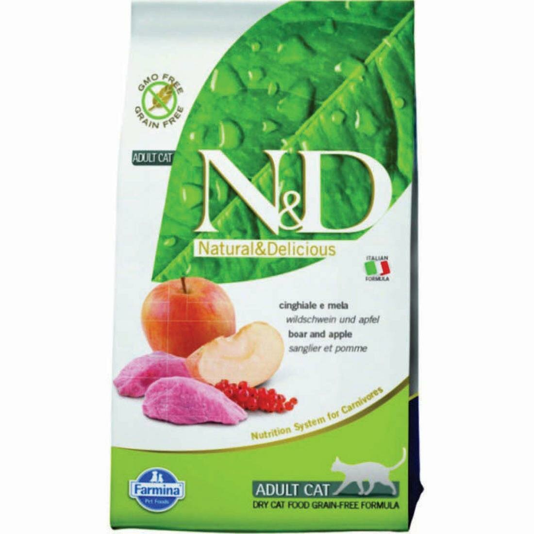 Farmina ND Prime Cat Boar Apple Adult сухой беззерновой корм для взрослых кошек с кабаном и яблоком 10 кг