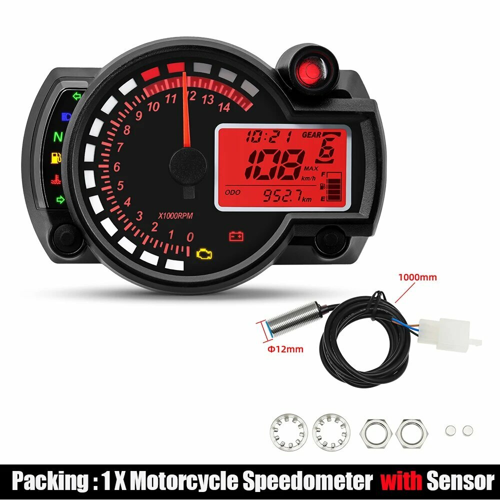 Цифровой спидометр мотоцикла 12В, LED/LCD, Package A