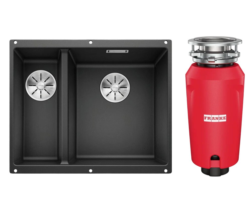 Комплект Мойка Blanco Subline 340/160-U 523558 55x46, антрацит, искусственный гранит / Измельчитель Franke 134.0715.098 механический