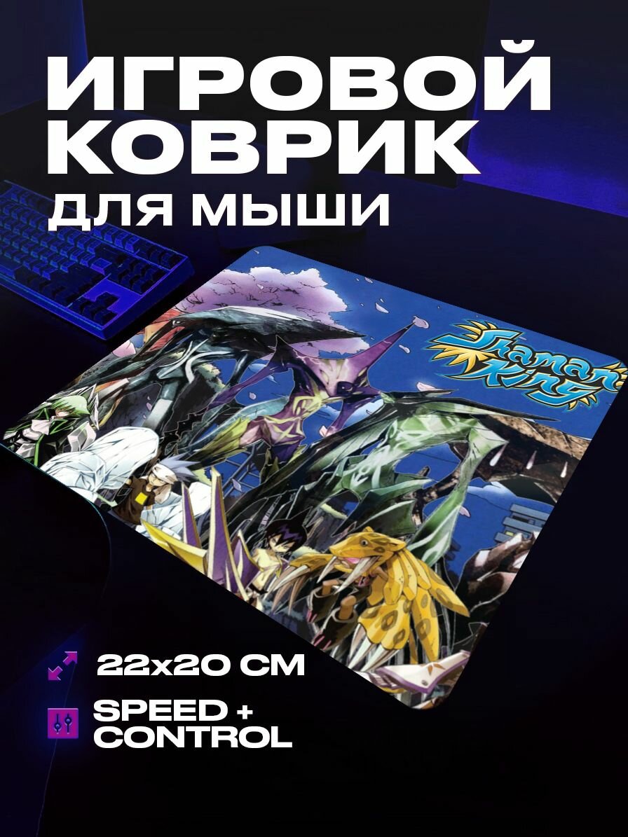 Коврик для мыши большой игровой Король-шаман 22 на 20 аниме
