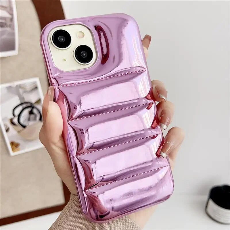 Модный теплый зимний пуховик-чехол Aurora для iPhone 16 15 14 13 17 Pro Max, противоударный чехол-накладка