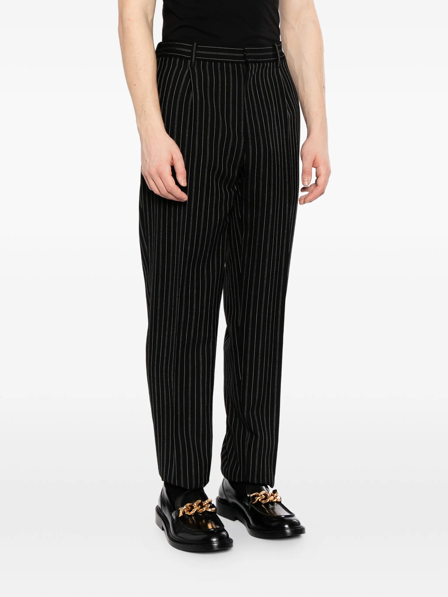 Брюки GIVENCHY Striped tailored trousers, размер 50, black/black — фото 1
