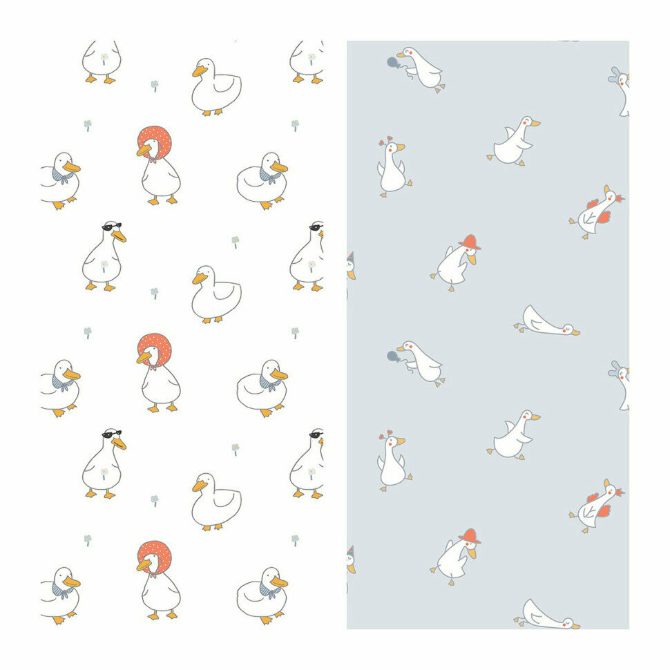 Упаковочная бумага глянц. 70*100см, MESHU "Goose set", 80г/м2, ассорти 2 дизайна, 383939