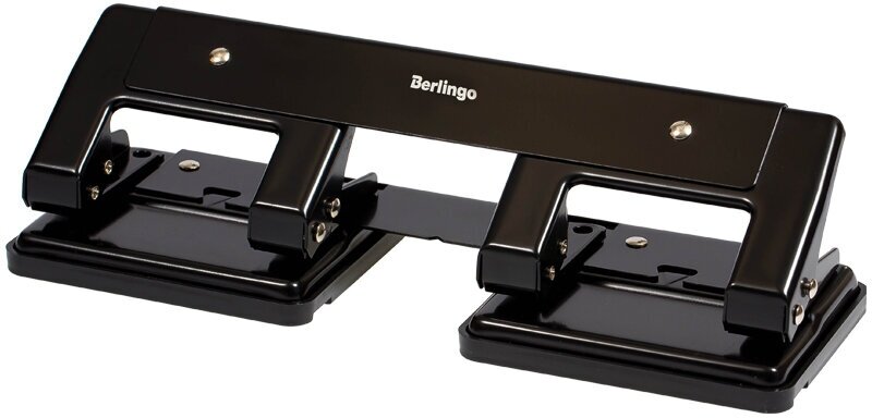 Дырокол Berlingo 20л, 4 отверстия, металлический корпус, черный