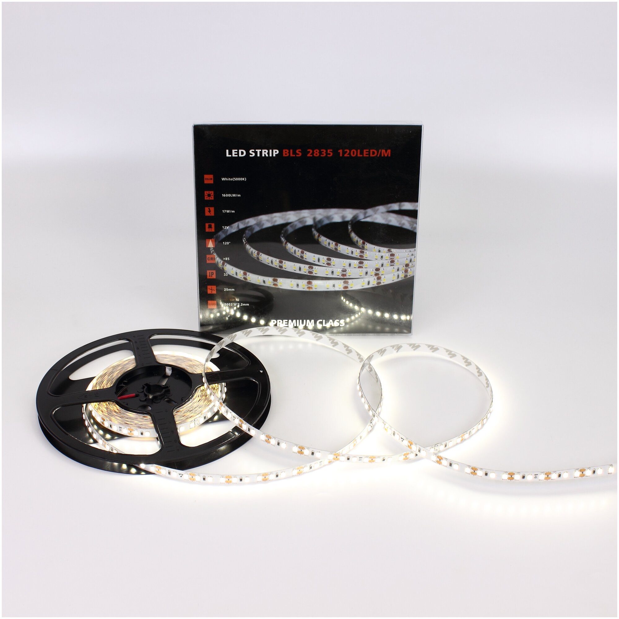 Светодиодная лента Class Premium, 2835, 120 led/m, white, 12V, IP33, A36