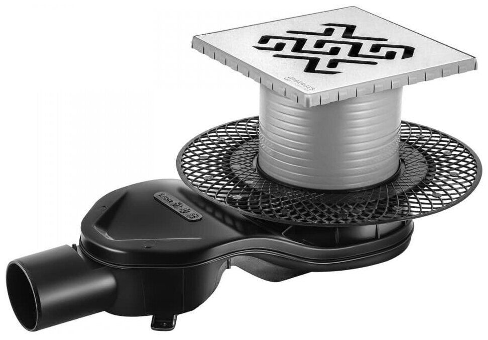 Трап для душа Berges Platz Antik 150х150 матовый хром боковой выпуск