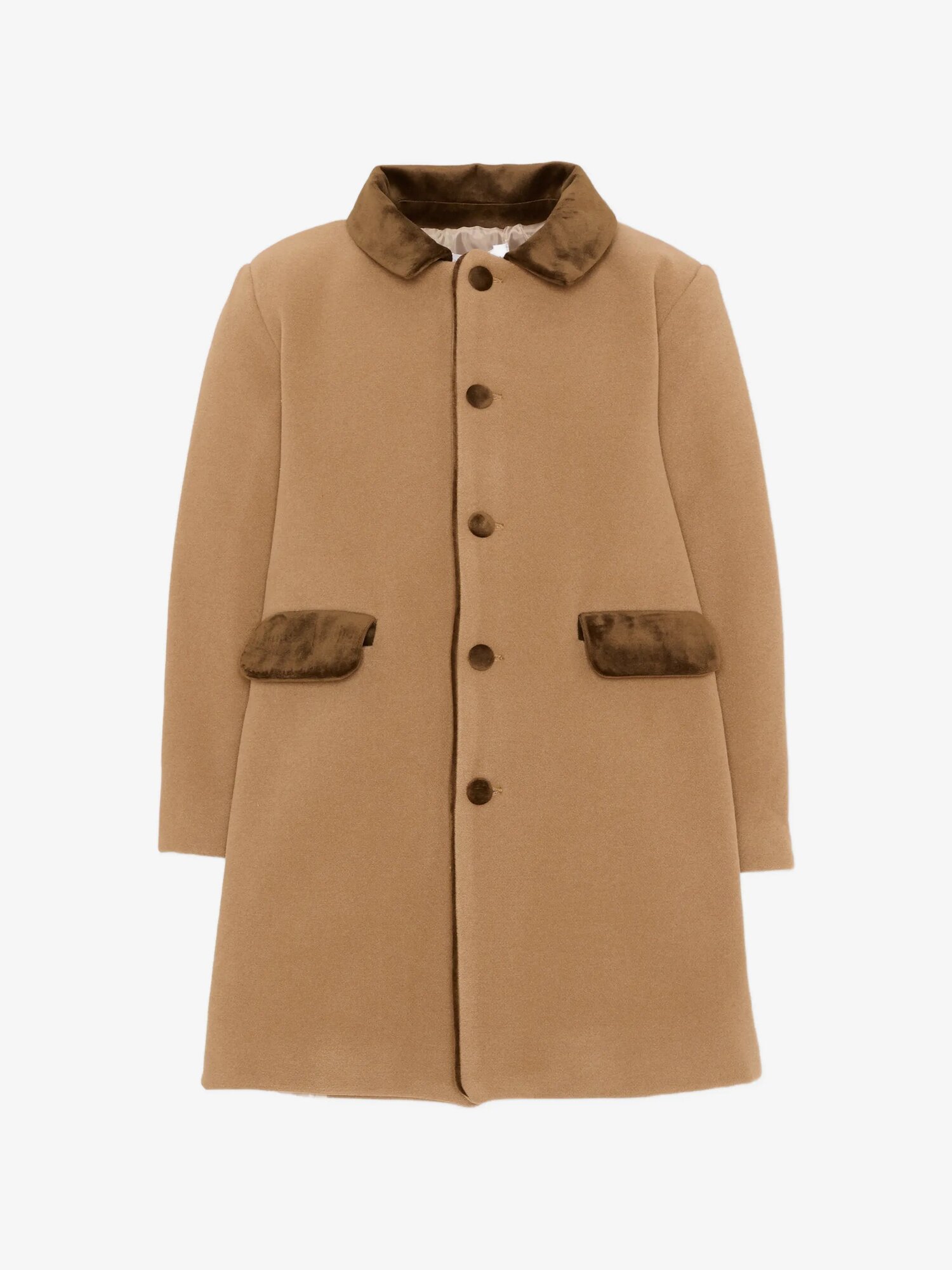 Пальто Velvet-trim single-breasted coat