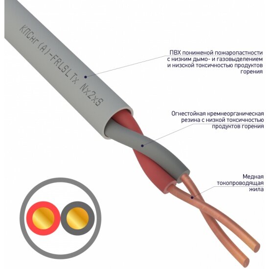Кабель огнестойкий Rexant КПСнг(А)-FRLSLTx 1x2x0,75 кв. мм (бухта 200 м)