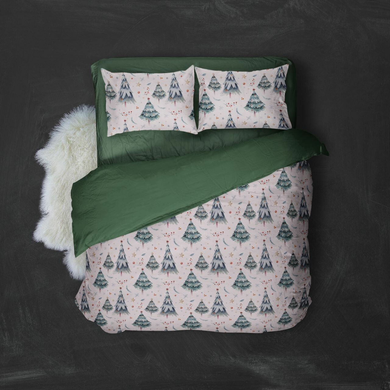 Арт комплект постельного белья Сосновый лес, Евро, наволочки 50/70