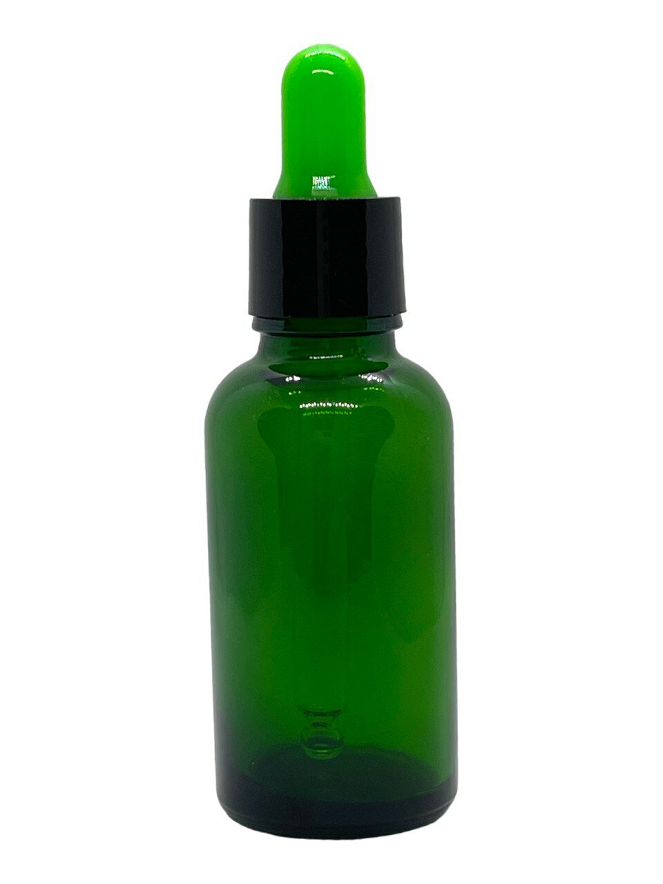 Набор пипеток для эфирных масел, флакон 30 мл, 6 штук, зеленое стекло, черная крышка, зеленая груша