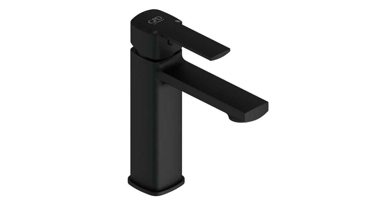 Смеситель для умывальника без донного клапан GPD PEDRA MLB160-S, цвет черный матовый/раковины/ванны/биде/душа/кухни